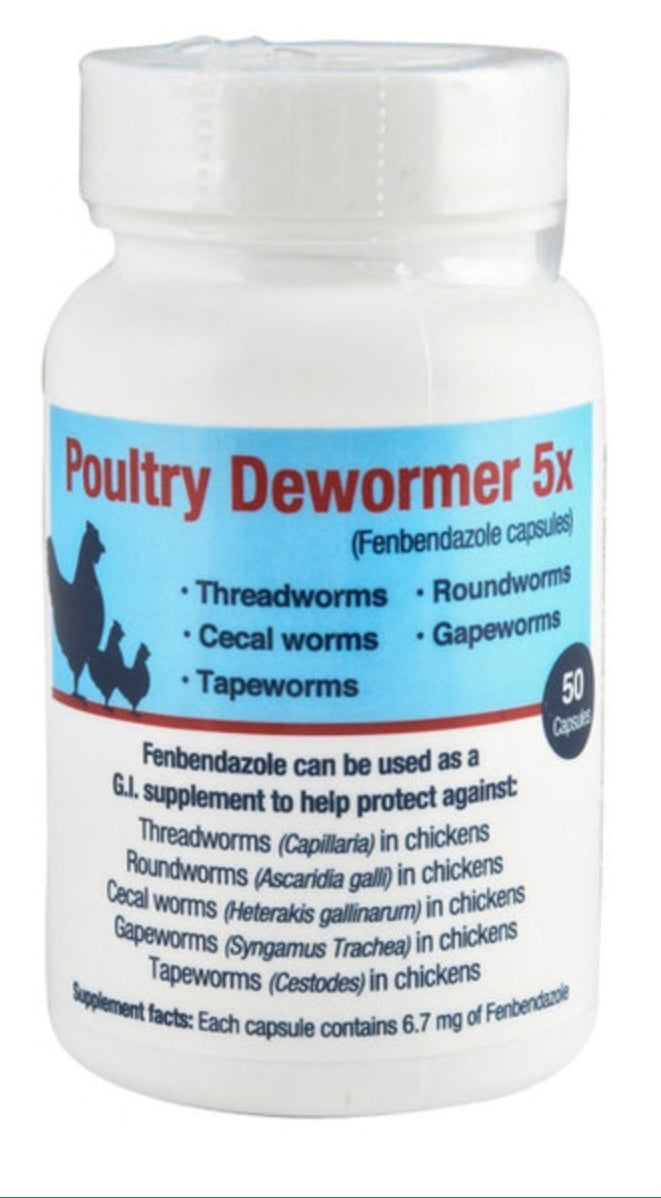 Poultry Dewormer 5x (Fenbendazole) Capsules 50 ct. – Northwoods Urban Farm